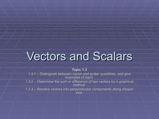 Vectors And Scalars And Kinematics PPT