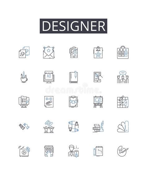 Designer Line Icons Collection Creator Stylist Architect Artist Originator Innovator