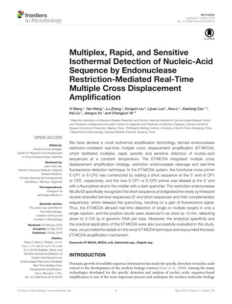 Pdf Multiplex Rapid And Sensitive Isothermal Detection Of Nucleic