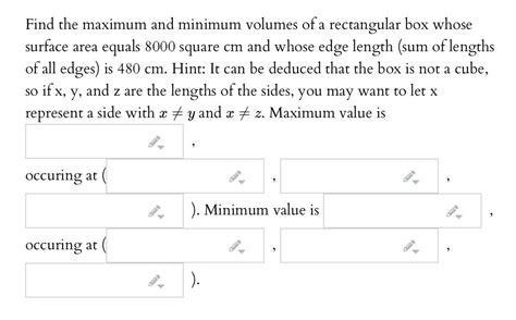 Answered Find The Maximum And Minimum Volumes Of Bartleby