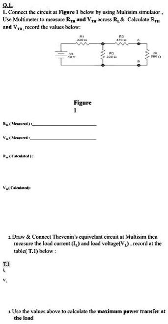 Solved Q1 1 Connect The Circuit In Figure 1 Below By Using Multisim