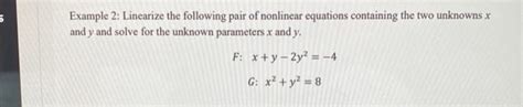 Solved Example Linearize The Following Pair Of Nonlinear Chegg