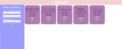 Github Aroy Book List App A Library Of Books That You Add Built With Javascript Html