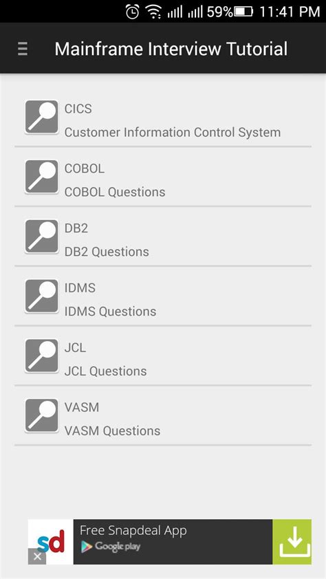 descargar mainframe interview tutorial apk para android Última versión
