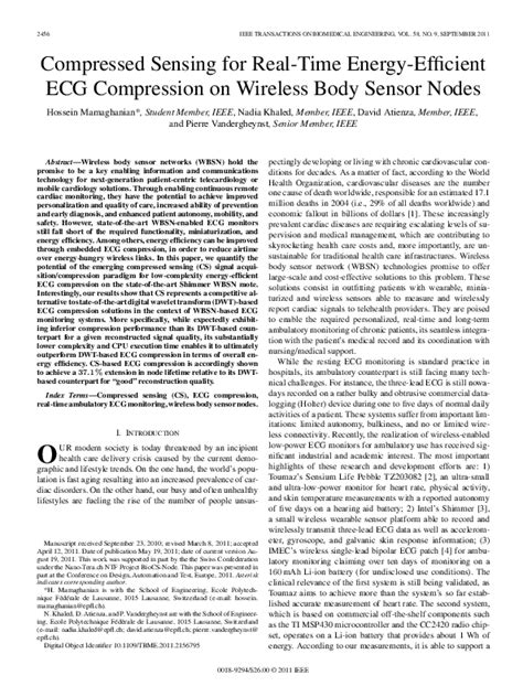 Pdf Compressed Sensing For Real Time Energy Efficient Ecg Compression On Wireless Body Sensor
