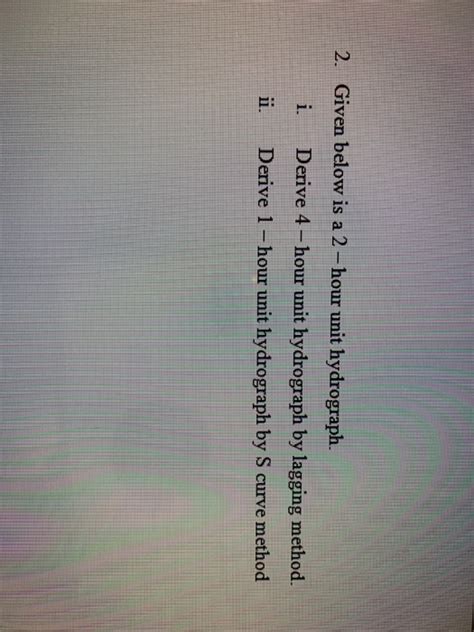 solved 2 given below is a 2 hour unit hydrograph derive
