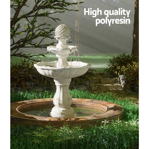 Gardeon Solar Water Feature 3 Tiers Ivory 93cm Outdoors Lifestyle