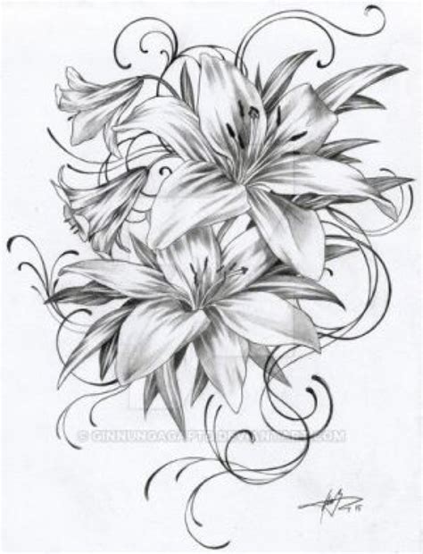Lily Flower Tattoo Black And White