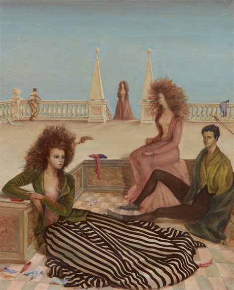 Leonor Fini Figures On A Terrace Composition With Figures On A