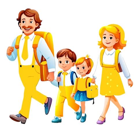 아이들이 학교로 돌아갑니다 프리미엄 벡터
