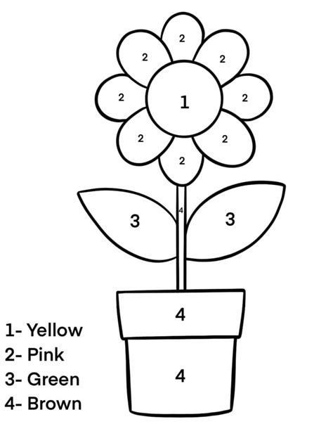 Flower Pot Nice Color By Number Download Print Now