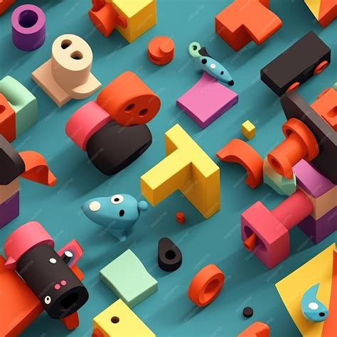 Motifs Carrelables Sans Soudure Déléments De Dessin Animé 3d Qui Sont Continus Et Cohérents