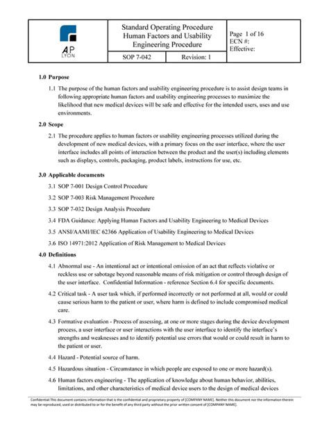 Human Factors And Usability Engineering Procedure