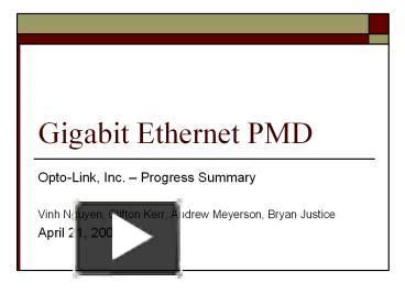 Ppt Gigabit Ethernet Pmd Powerpoint Presentation Free To Download Id C Nduzz