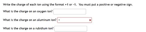 Solved Write The Charge Of Each Ion Using The Format 1 Or