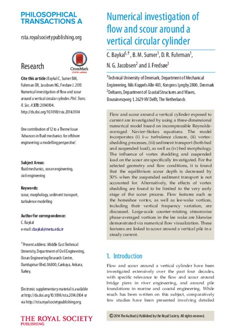 Numerical Investigation Of Flow And Scour Around A Vertical Circular