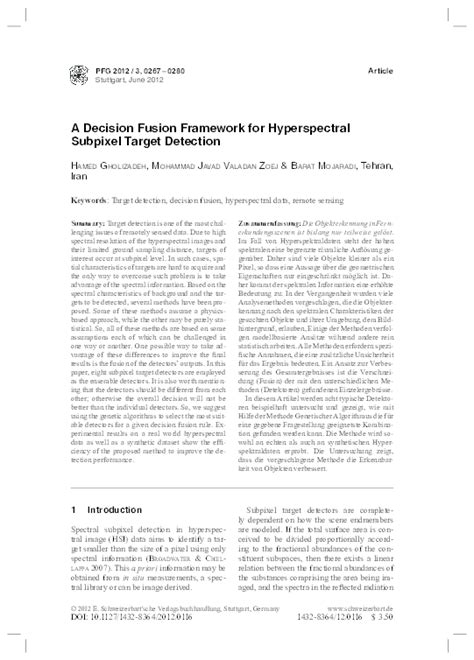 Pdf A Decision Fusion Framework For Hyperspectral Subpixel Target Detection