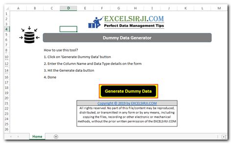 ExcelSirJi Dummy Data Generator Tool