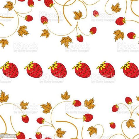 흰색 배경에 러시아 국가 스타일의 Hohloma에서 딸기와 원활한 패턴 0명에 대한 스톡 벡터 아트 및 기타 이미지 0명 Khokhloma 가을 Istock