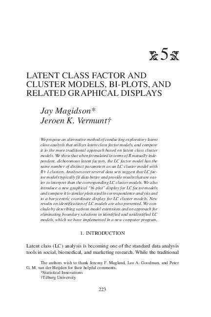 Pdf Latent Class Factor And Cluster Models Bi Plots And Related