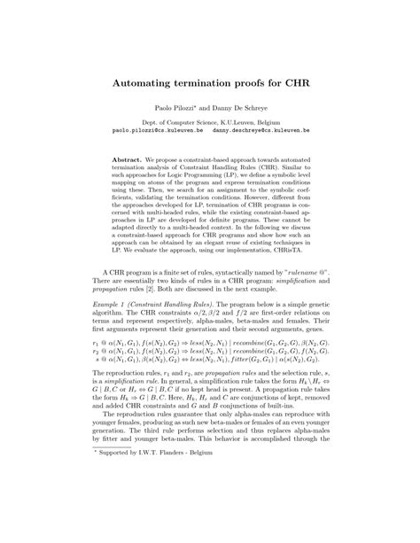 Pdf Automating Termination Proofs For Chr