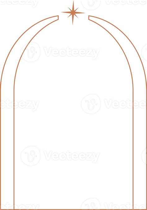 Aesthetic Frame Shape Outline Minimal Graphic Element With Stars Abstract Boho Arch With