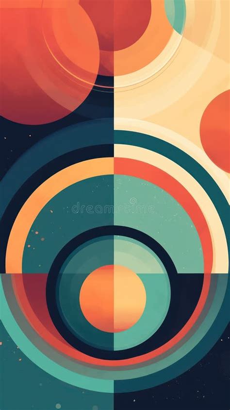 Abstract Design With Overlapping Layers And Concentric Circles Stock Illustration