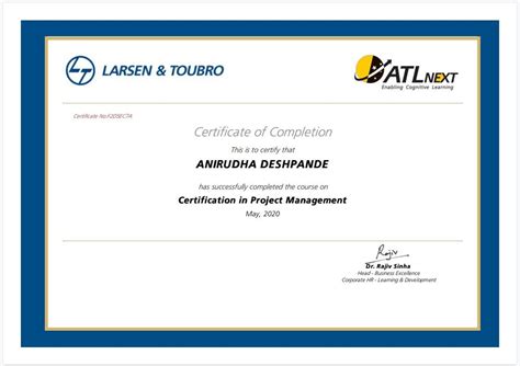 anirudha deshpande on linkedin completed course in project management