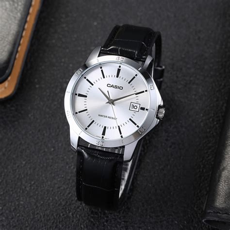 นาฬิกา Casio รุ่น Mtp V004l 7a นาฬิกาผู้ชาย สายหนังสีดำ หน้าปัดสีขาว มั่นใจ ของแท้ 100 ประกัน