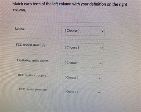 Solved Match Each Term Of The Left Column With Your