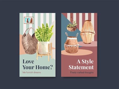 브로셔 및 광고 수채화 벡터 일러스트 레이 션에 대 한 Jassa 가구 컨셉 디자인 포스터 템플릿 무료 벡터