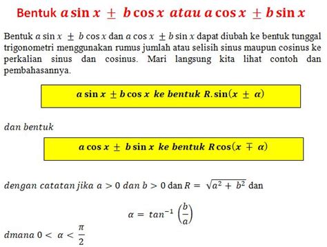 bentuk a sin x b cos x atau a cos x b sin x
