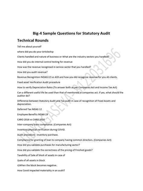 big 4 india stat audit interview questions pdf audit accounting