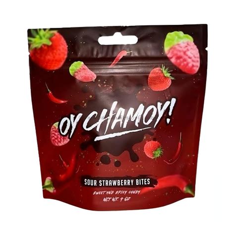Oy Chamoy Chamoy Covered Sour Strawberry Bites 4 Oz Carnival Candies And Ice Cream Inc