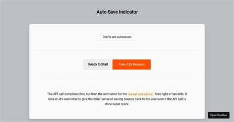 auto save indicator codesandbox