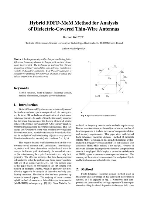 Pdf Hybrid Fdfd Mom Method For Analysis Of Dielectric Covered Thin Wire Antennas
