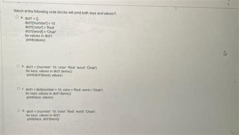 Solved Which of the following code blocks will print both | Chegg.com