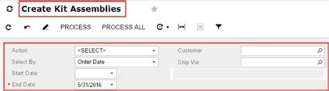 How To Create A Kit Assembly From A Sales Order In Acumatica