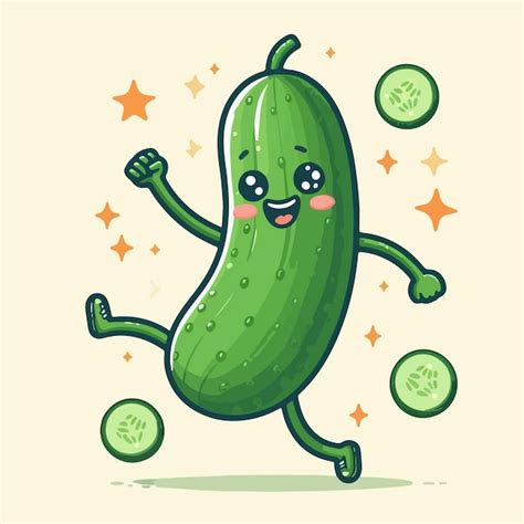 Premium Vector A Drawing Of A Cucumber