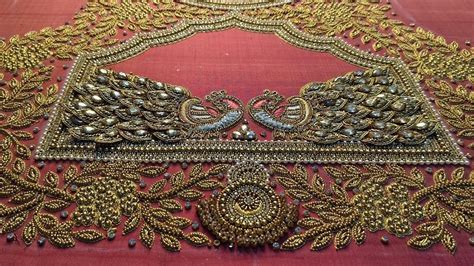 Peacock 3d Bridal Aari Work Blouse Design Beads Work Feather 3d
