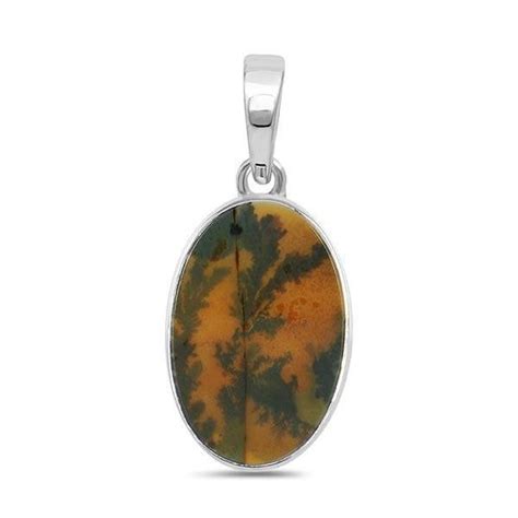 Top Class Jewelry Natural Scenic Agate 925 Sterling Silver Pendant At