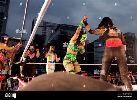 May 12 2023 Mexico City Mexico Women Wrestlers Offer A Wrestling