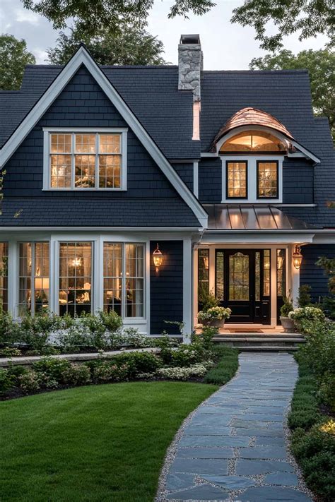 Dark Blue Cape Cod House