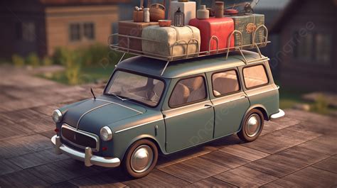 3d 렌더링으로 지붕에 가정용품이 있는 작은 빈티지 자동차 움직이는 상자 골판지 상자 판지 상자 배경 일러스트 및 사진 무료 다운로드 Pngtree