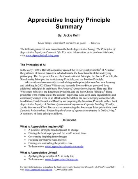 Ai Appreciative Inquiry Principles An Overview Ppt