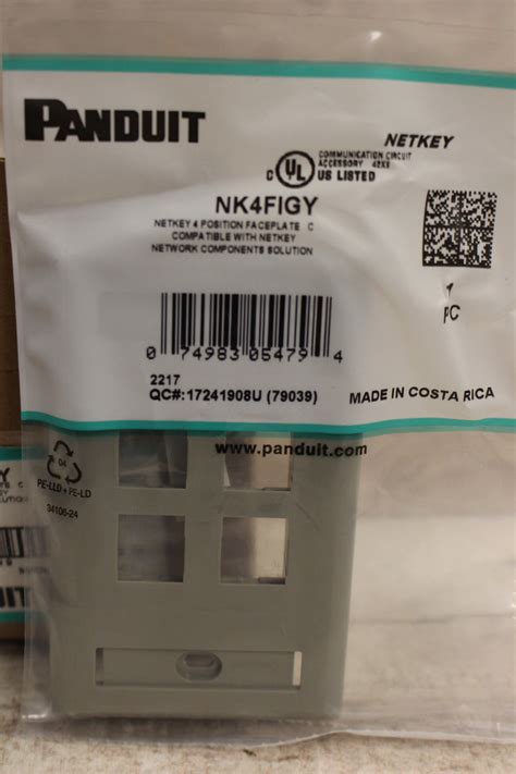 Panduit Netkey 4 Position Vertical Faceplate Nk4figy 10 Pack Gra Military Steals And Surplus