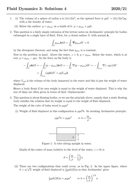 Fluid Dynamics Worksheet Solutions 4 Fluid Dynamics 3 Solutions 4