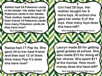 Multi Step Word Problem Task Cards By TASK CARDS KING TpT