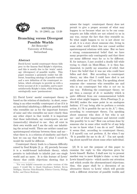 Pdf Branching Versus Divergent Possible Worlds