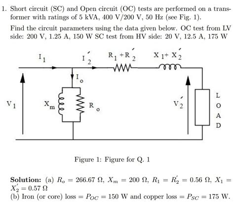 Solved Short Circuit SC And Open Circuit OC Tests Are Chegg